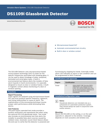 Bosch DS1109i Datasheet | Manualzz