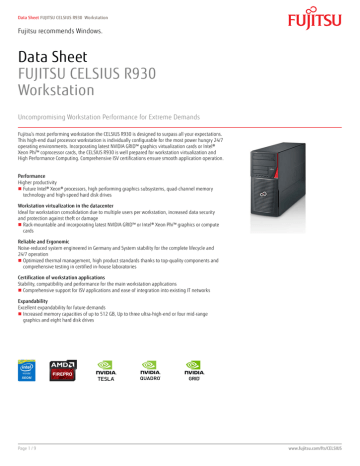 Fujitsu CELSIUS R930 Datasheet | Manualzz