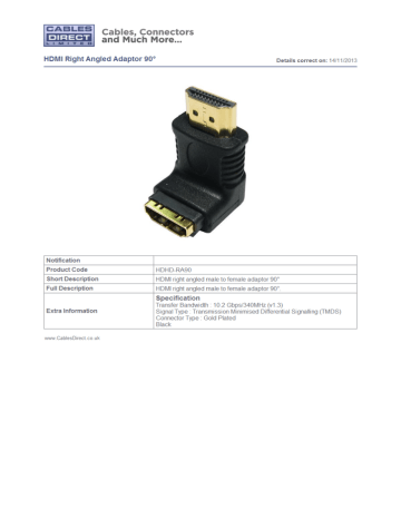 Cables Direct HDHD-RA90 Datasheet | Manualzz