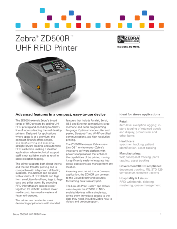 Zebra ZD500R Datasheet | Manualzz