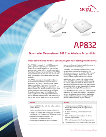 Meru Networks AP832E WLAN access point Datasheet | Manualzz