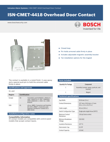 Bosch ISN‑CMET‑4418 Datasheet | Manualzz