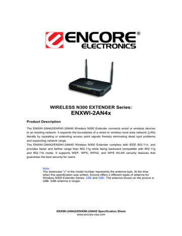 ENCORE ENXWI-2AN42 Specification Sheet | Manualzz