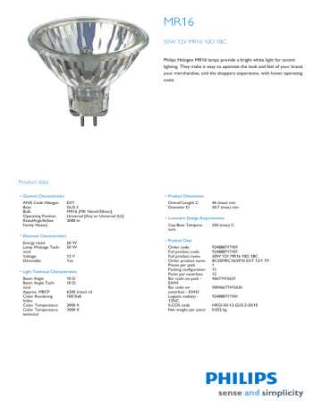 Philips 46677415631 halogen lamp Datasheet | Manualzz