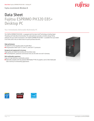 Fujitsu ESPRIMO PH320 E85+ Data Sheet | Manualzz