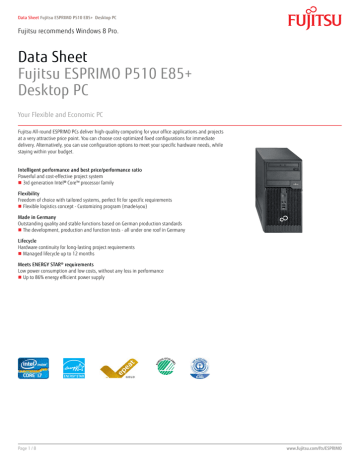 Fujitsu ESPRIMO P510 E85+ Datasheet | Manualzz