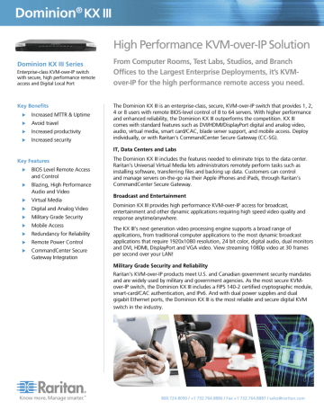 Raritan Dominion KX III Datasheet | Manualzz