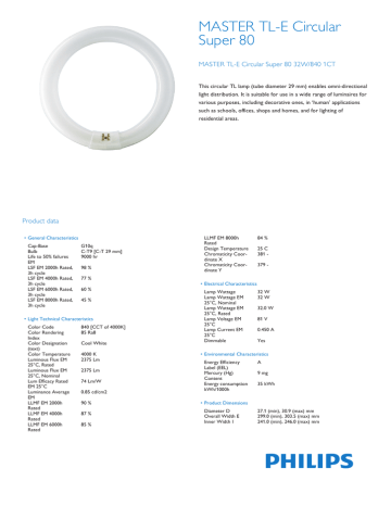 Philips Circular fluorescent 928026384074 Datasheet | Manualzz