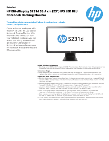 HP S231d Datasheet | Manualzz