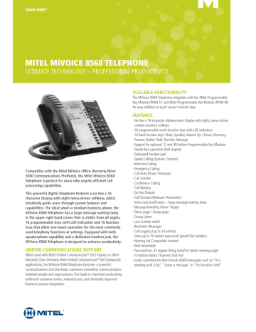 Mitel Networks 8568 Datasheet | Manualzz
