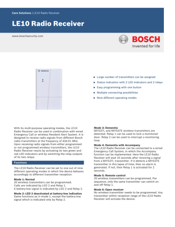 Bosch LE10 Datasheet | Manualzz