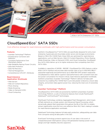 Sandisk 240GB CloudSpeed Eco 2.5” SATA Datasheet | Manualzz