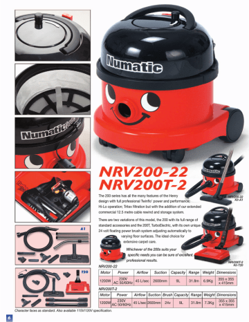 Numatic NRV200-22 vacuum cleaner Datasheet | Manualzz