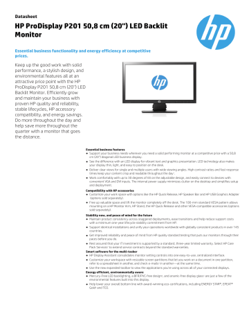 HP ProDisplay P201 Datasheet | Manualzz