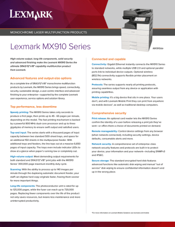 Lexmark MX910de Datasheet | Manualzz