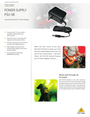 Behringer PSU-SB Datasheet | Manualzz
