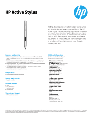 HP Active Pen Datasheet | Manualzz