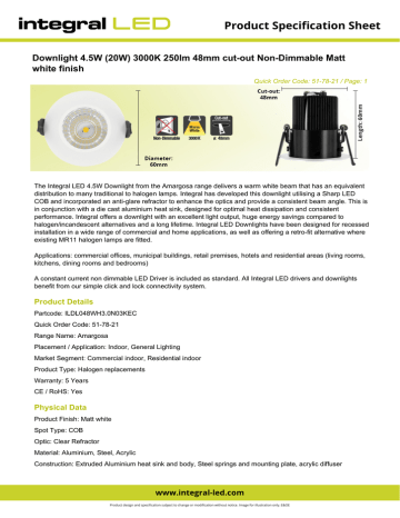 Integral Downlight 4.5W Datasheet | Manualzz