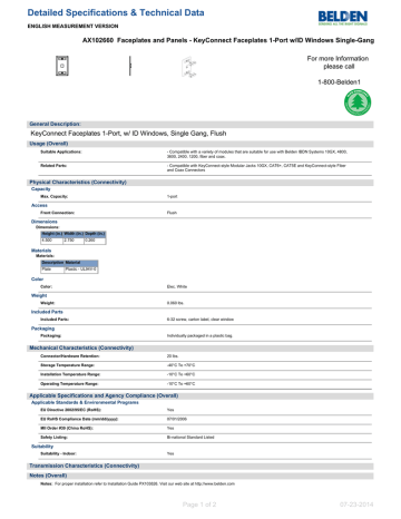 Belden AX102660 patch panel Datasheet | Manualzz