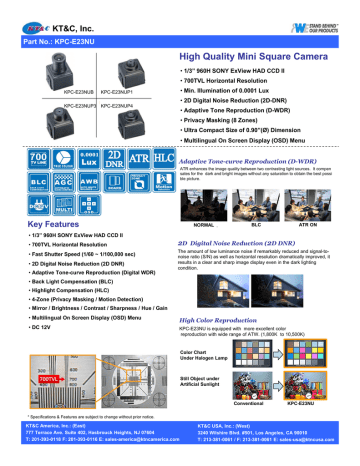 KT&C KPC-E23NUB surveillance camera Datasheet | Manualzz