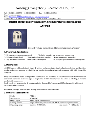 Adafruit DHT22 Datasheet | Manualzz