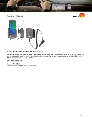 Brodit 512658 holder Datasheet | Manualzz