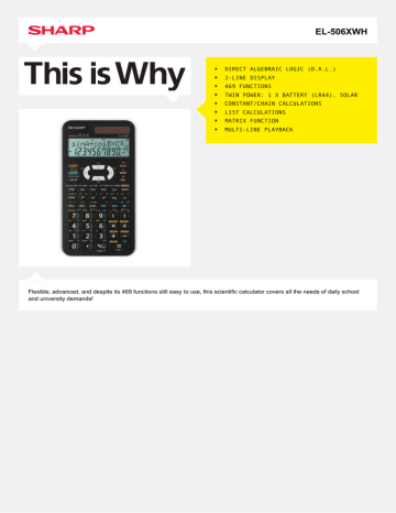 Sharp EL-506XWH Datasheet | Manualzz