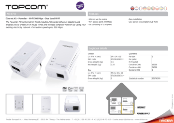 Topcom Ethernet Kit - Powerlan - Wi-Fi Datasheet | Manualzz