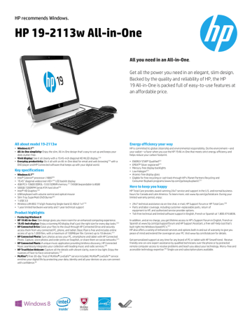 HP 19 2113w Datasheet | Manualzz