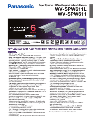 Panasonic WV-SPW611 surveillance camera Datasheet | Manualzz