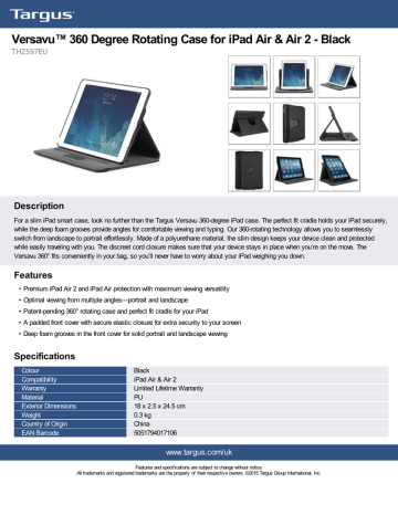 Targus Versavu Datasheet | Manualzz