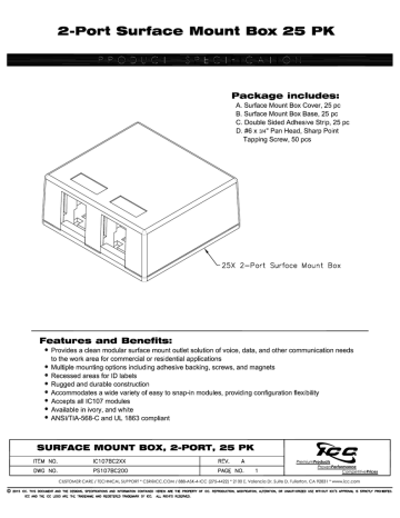 ICC IC107BC2IV outlet box Datasheet | Manualzz