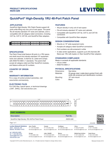 Accu-Tech 49255-Q48 patch panel Datasheet | Manualzz