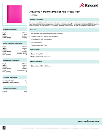 Rexel 2103976 folder Datasheet | Manualzz