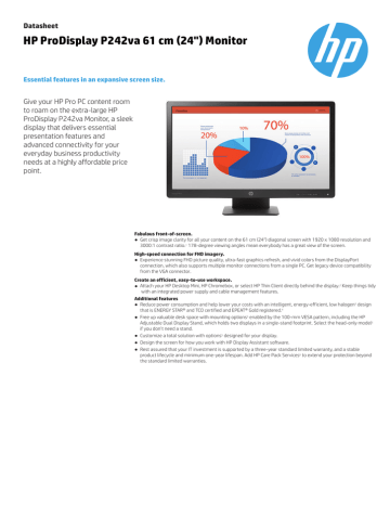 HP ProDisplay P242va Datasheet | Manualzz