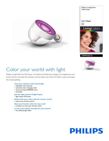 Philips LivingColors Datasheet | Manualzz