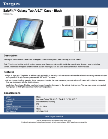 Targus SafeFit Datasheet | Manualzz