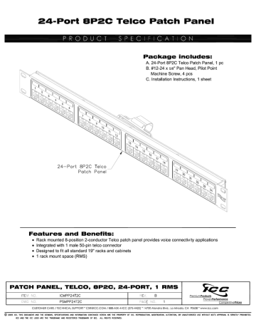 ICC ICMPP24T2C patch panel Datasheet | Manualzz