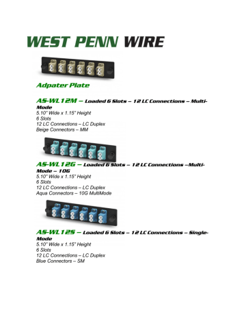 West Penn Wire AS-WL12M patch panel Datasheet | Manualzz