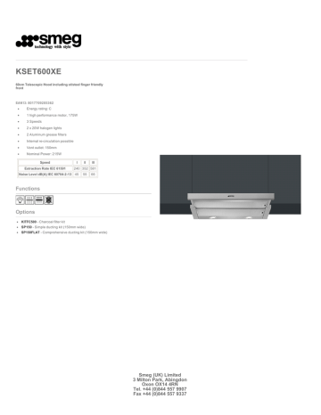 Smeg KSET600XE cooker hood Datasheet | Manualzz