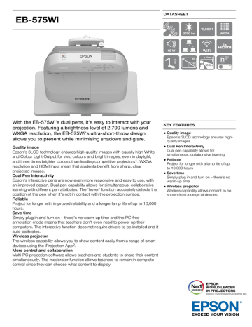 Epson EB-575Wi Datasheet | Manualzz
