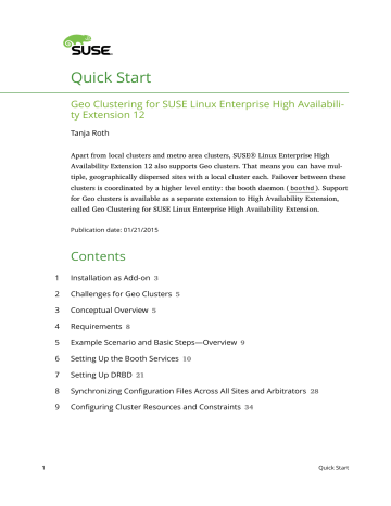 SUSE Linux Enterprise High Availability Extension 12 - Quick Start ...