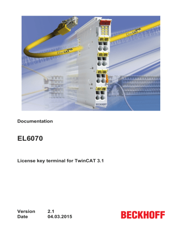 EL6070 License key terminal Documentation | Manualzz