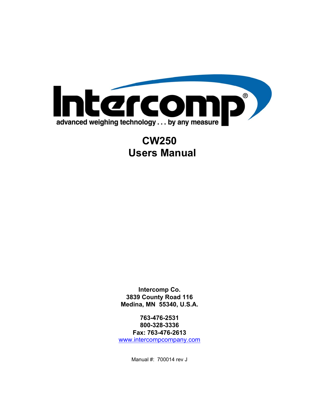 Intercomp CW250RFX Instruction Manual | Manualzz