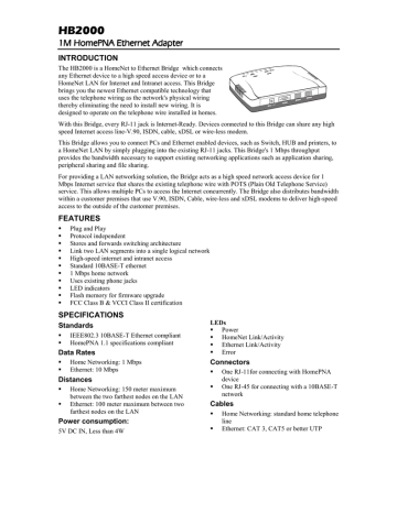 AboCom HB2000 Ethernet Adapter User Manual | Manualzz