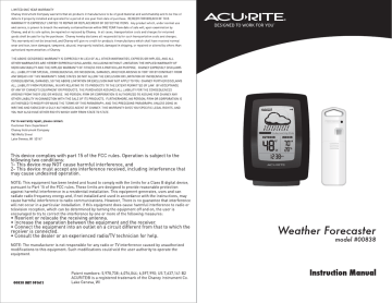 AcuRite Weather Forecaster 00838 Instruction Manual | Manualzz