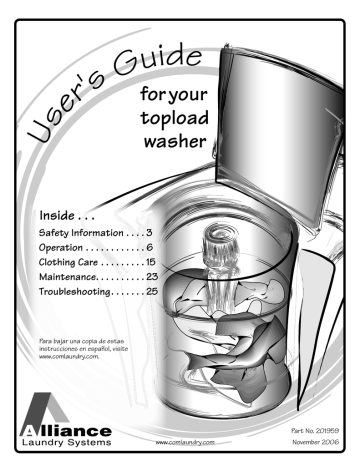 Alliance Topload Washer User's Guide | Manualzz