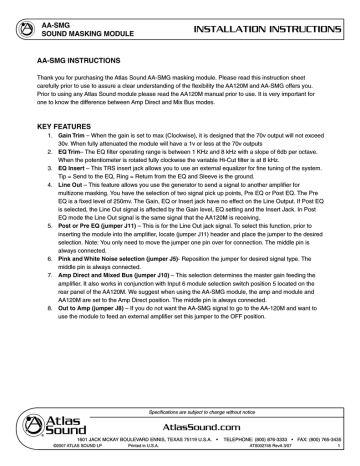 Sound Masking Module AA-SMG Installation Instructions | Manualzz