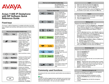 Avaya 1140E IP Deskphone Quick Reference Guide | Manualzz