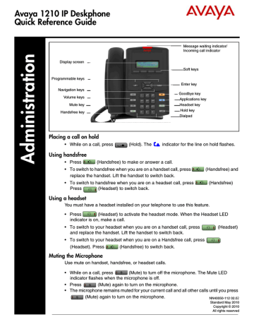 Avaya 1210 IP Deskphone Quick Reference Guide | Manualzz